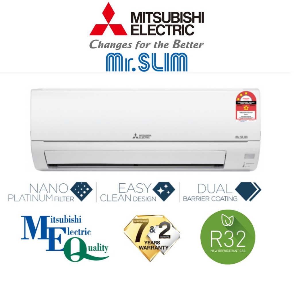 Mitsubishi Mr.Slim R32 Non-Inverter Air-Conditioner(1 Hp/1.5 Hp/2 Hp/2.5 Hp) | Shopee Malaysia