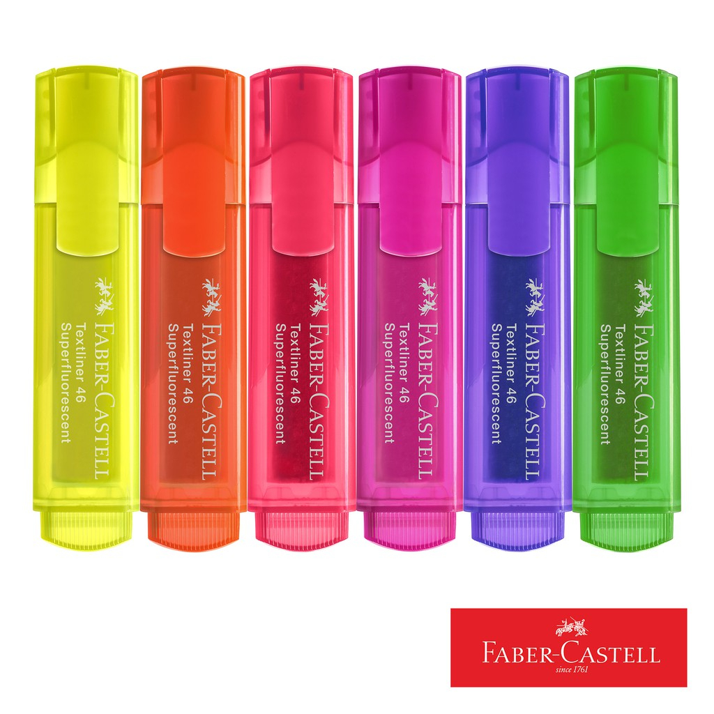 Faber Castell [Box of 10pcs] Textliner 46 Highlighter Super-fluorescent ...