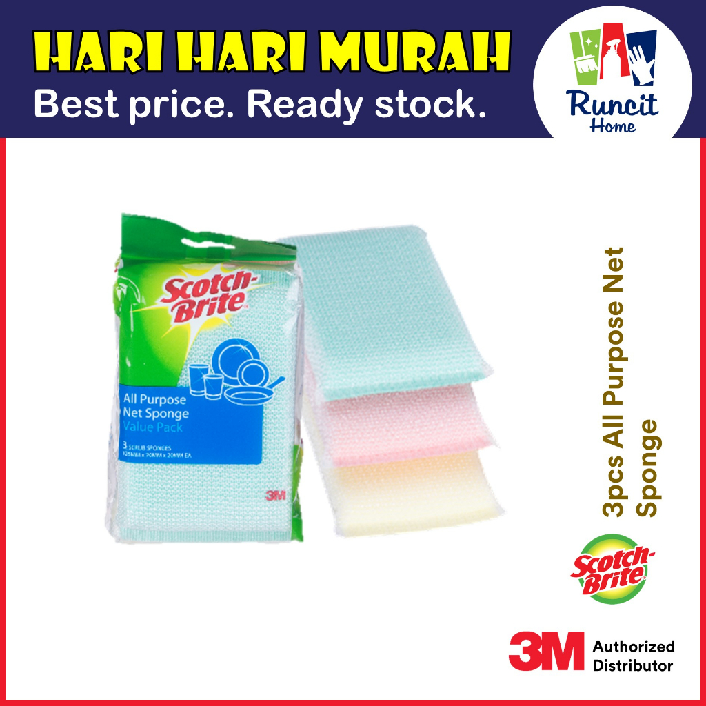 3M Scotch Brite All Purpose Cleaning Net Sponge / Span Bersih Serbaguna ...