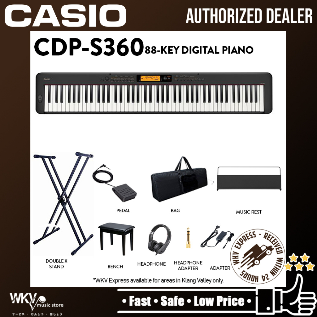 Casio CDP-S360 88-key Digital Piano with Behringer HPM1100 Headphone - Black (CDPS360 / CDP S360 ...