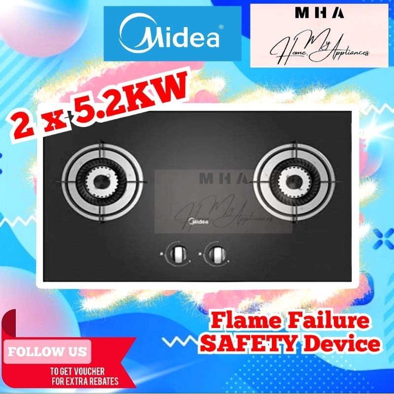 MIDEA GLASS HOB GAS HOB Built-in Gas Hob with 5.2kW Burners - MGH ...