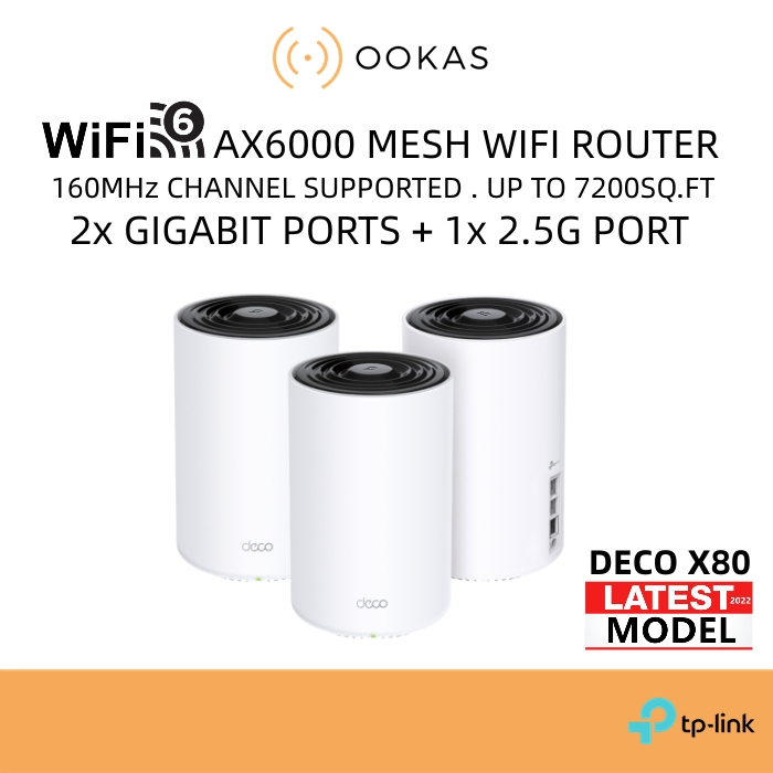 TP-Link Deco X80 AX6000 2.5G Ethernet WiFi 6 Dual Band Ai-Driven Mesh ...
