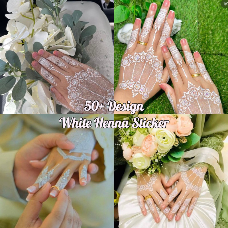 【Shopee Termurah】Design Baru Henna Instant White Dark Red Sticker Inai ...