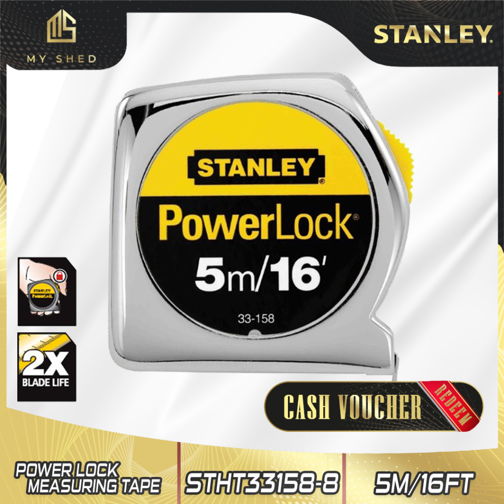 STANLEY 5M/16FT POWERLOCK MEASURING TAPE STHT33158-8 | Shopee Malaysia