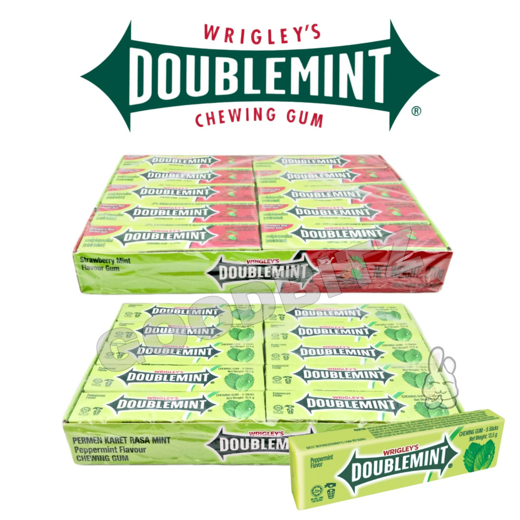 Wrigley's Doublemint Chewing Gum Peppermint/StrawberryMint (Gula-Gula ...