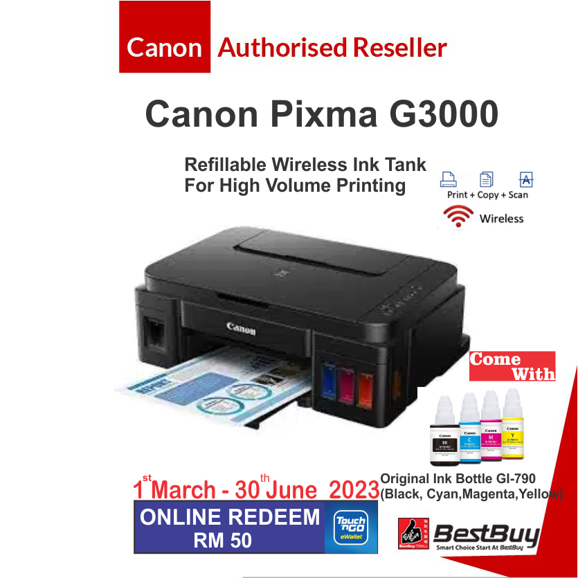 Canon Pixma G3000 Printer - All In One Print/Scan/Copy/Wifi | Shopee ...