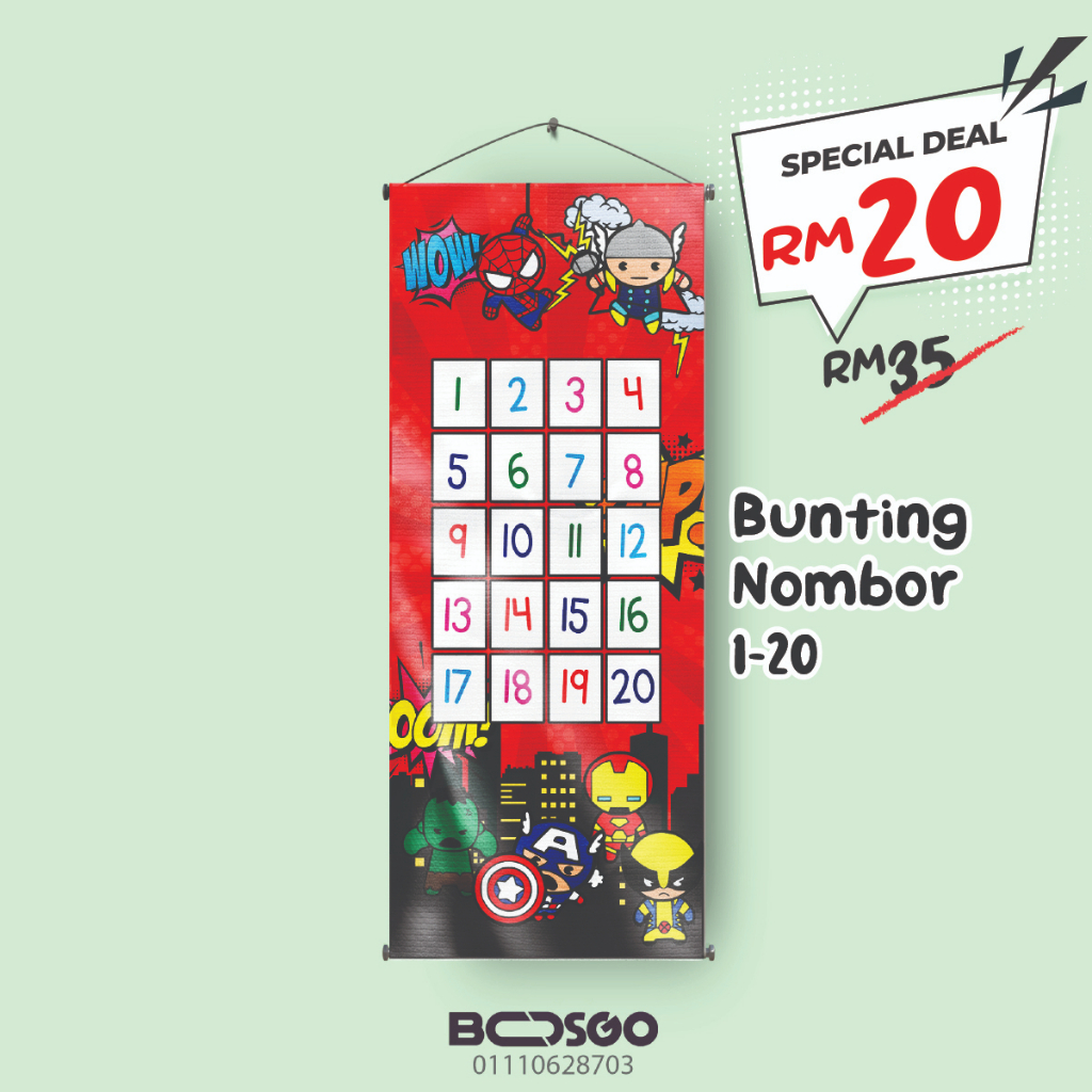 BOSGO PRINTING/ bunting abc/ bunting 123/ bunting hari/ bunting pra ...