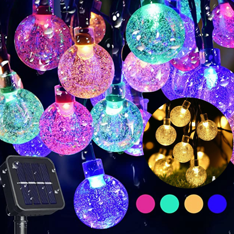 💡COD💡Raya LED Solar Crystal Ball Light 20/30/50/100Led Bubble Solar ...
