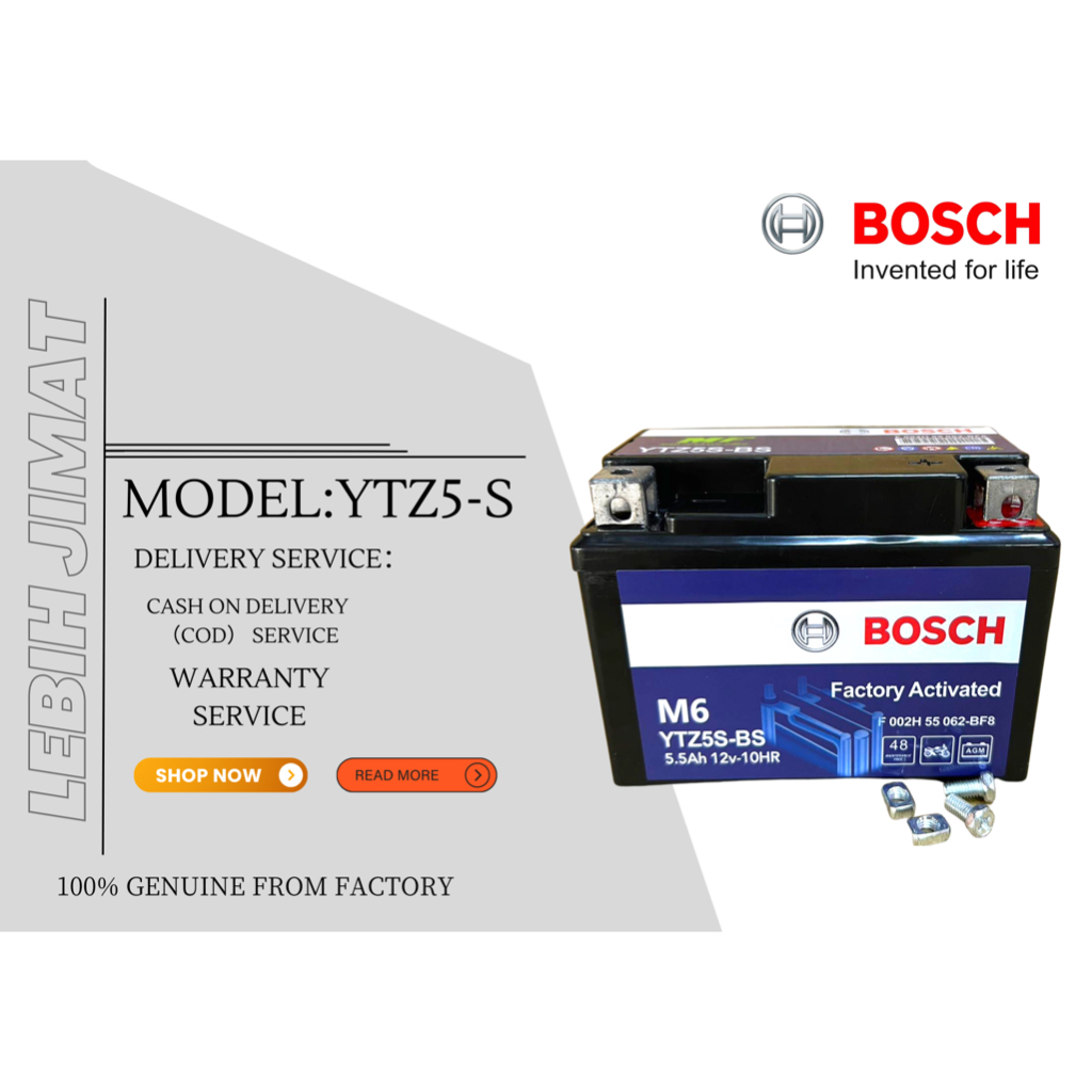 READY STOCK BOSCH YTZ5 YTZ5S YTZ4 YB4L-BS BATTERY GEL LC135 V2 V3 V4 V6 ...