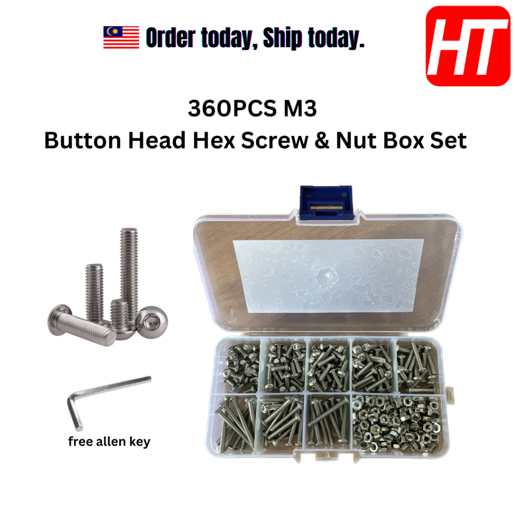 360 PCS M3 Button Head Hex Screw & Nut Box Set | Shopee Malaysia