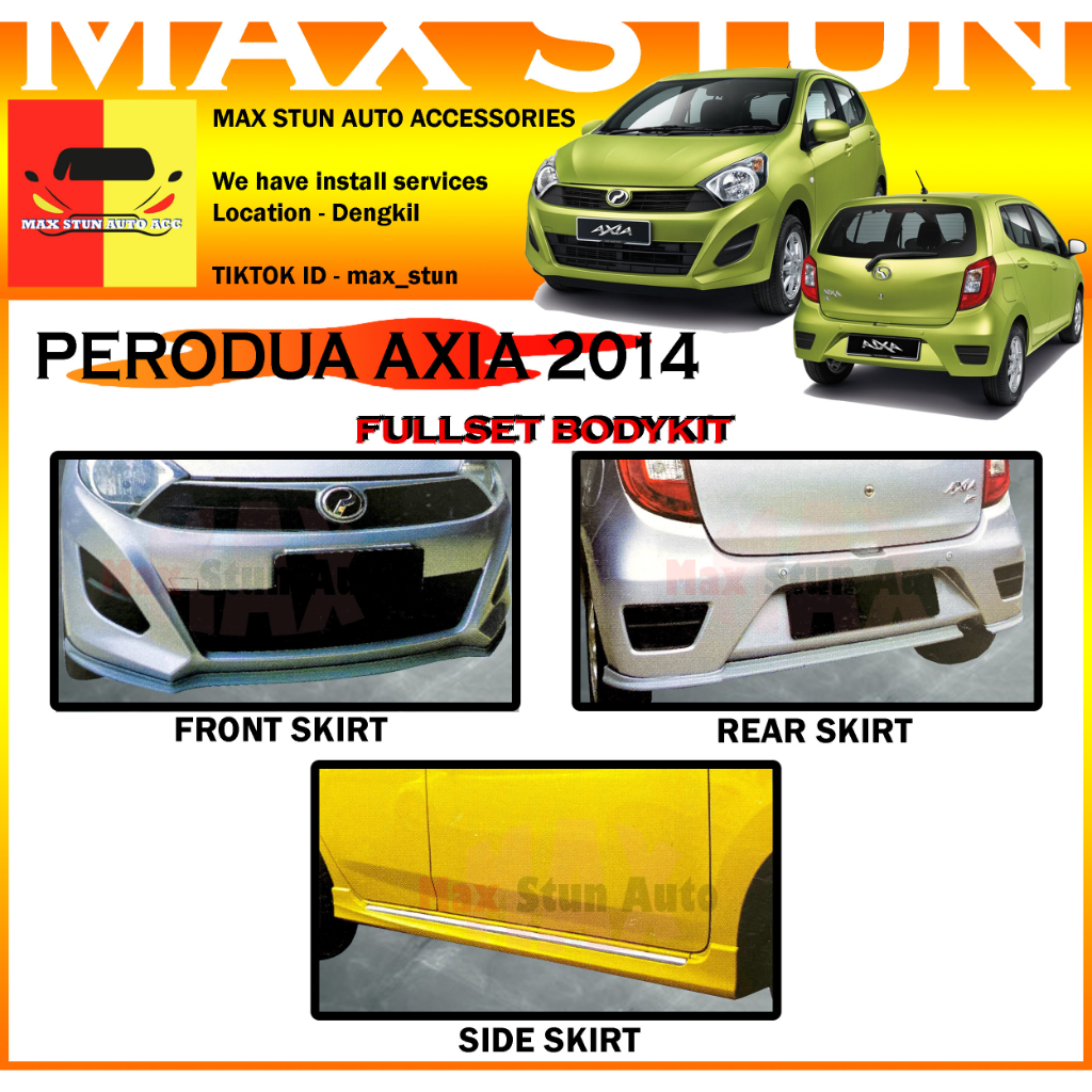 PERODUA AXIA 2014-2016 FULLSET BODYKIT BUMPER SKIRT LIP CAR BODYKIT ...