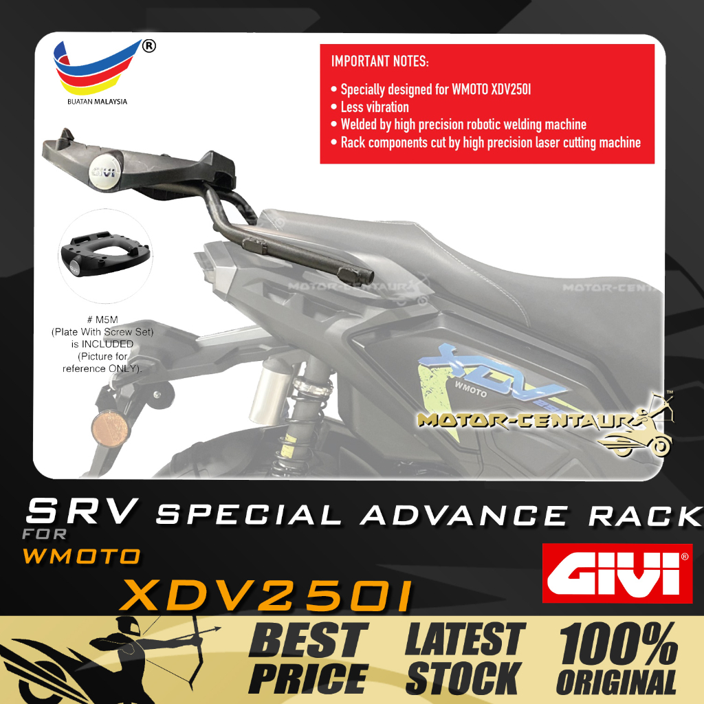 MONORACK GIVI (MV/HRV/HRX/SRV/SRX/J RACK/WITH LED) FOR WMOTO XTREME ...