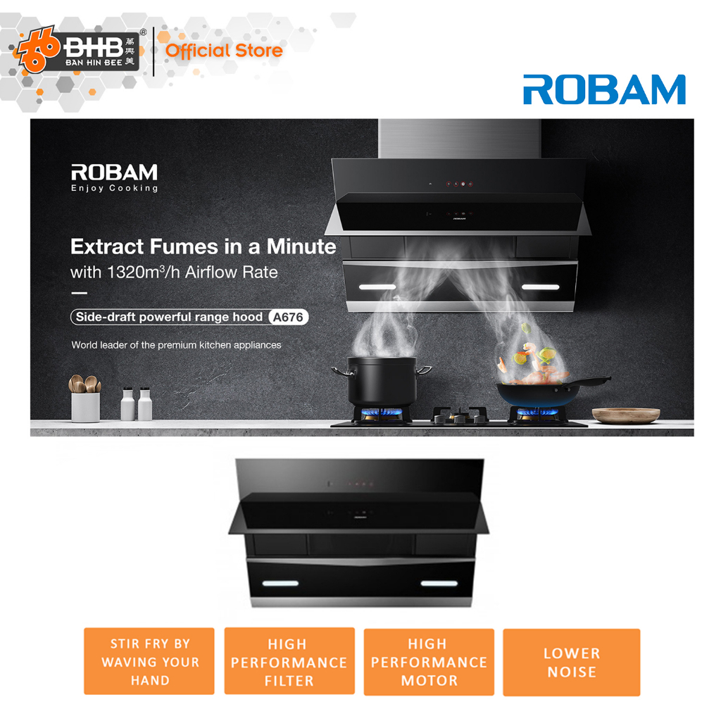 [Pre-Order 30 Days] ROBAM COOKER HOOD (90CM) - A676 Large Suction High ...
