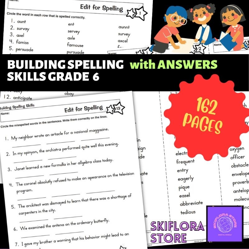 [SS214] Building Spelling Skills Worksheet for Grade 6 PDF Printable ...