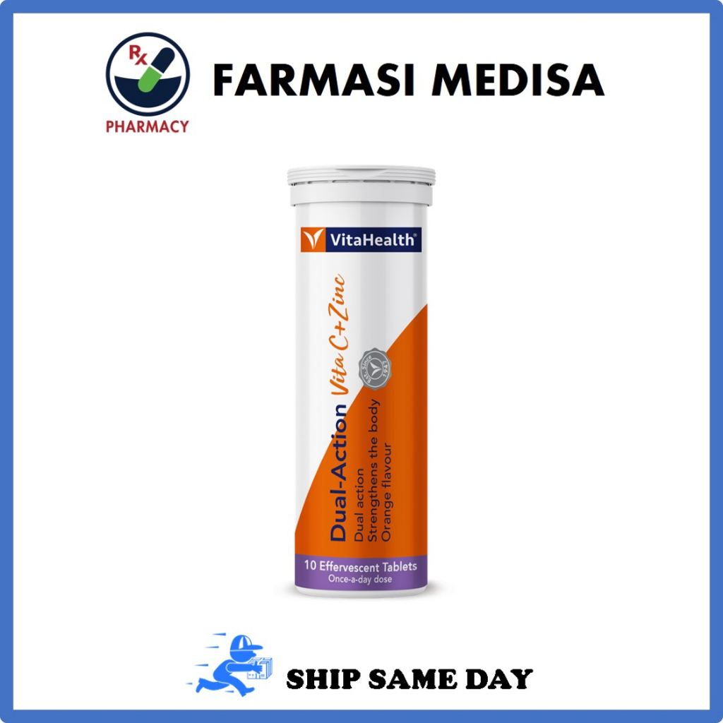 Vitahealth Dual Action Vita C + Zinc 10 Effervescent Tablets Orange ...