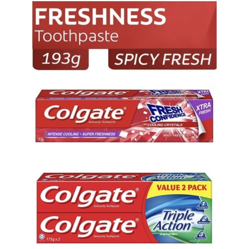 Colgate Toothpaste Triple Action 2x175g/Fresh Confidence 193g | Shopee ...