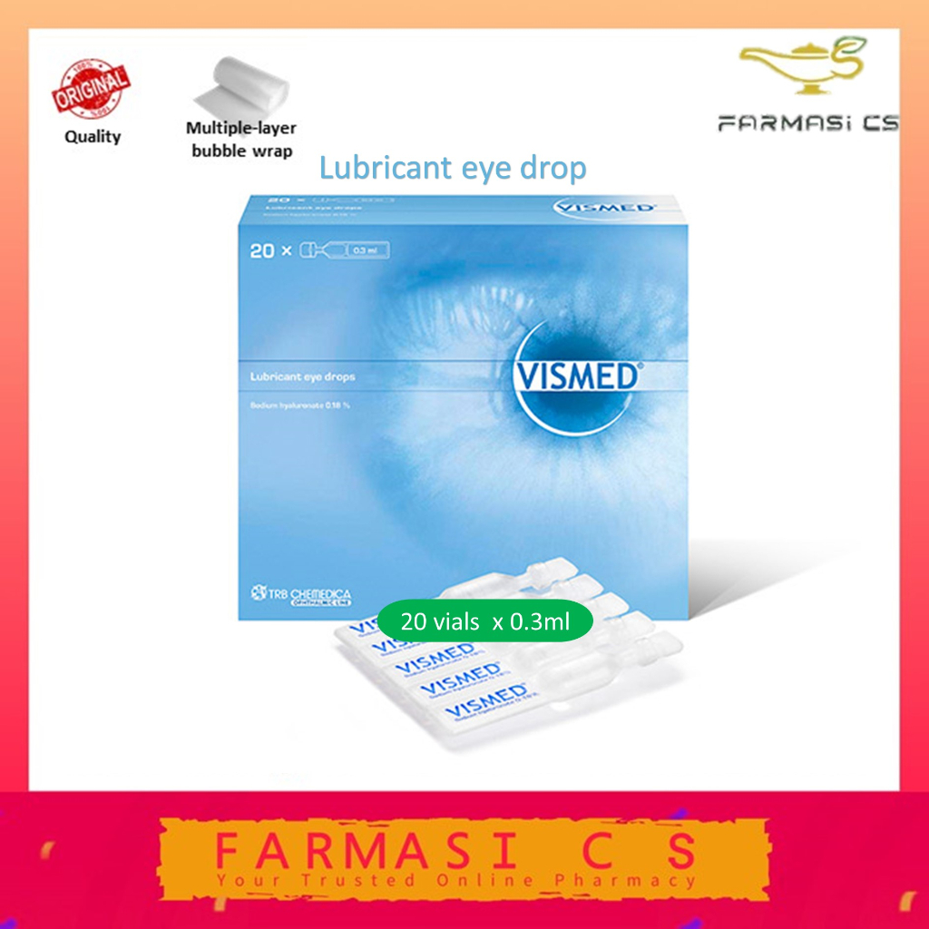Vismed Lubricant Eye Drops 0.3ml x 20 Vials EXP:04/2027 [ Sodium ...