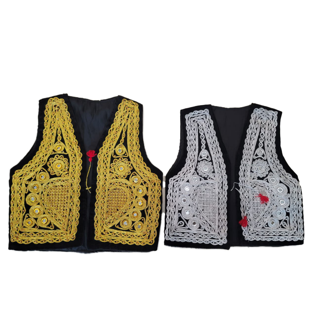 Afghan Turkish Gold and Silver Embroidered Kids Velvet Waistcoat Vest ...
