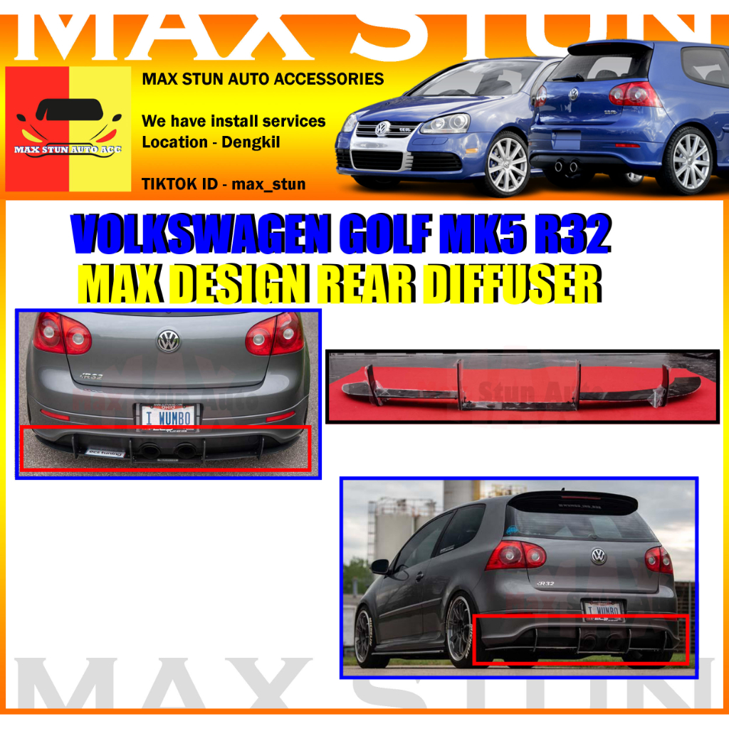 VOLKSWAGEN VW GOLF MK5 GTI R32 REAR DIFFUSER MAXTON DESIGN MATERIAL ...