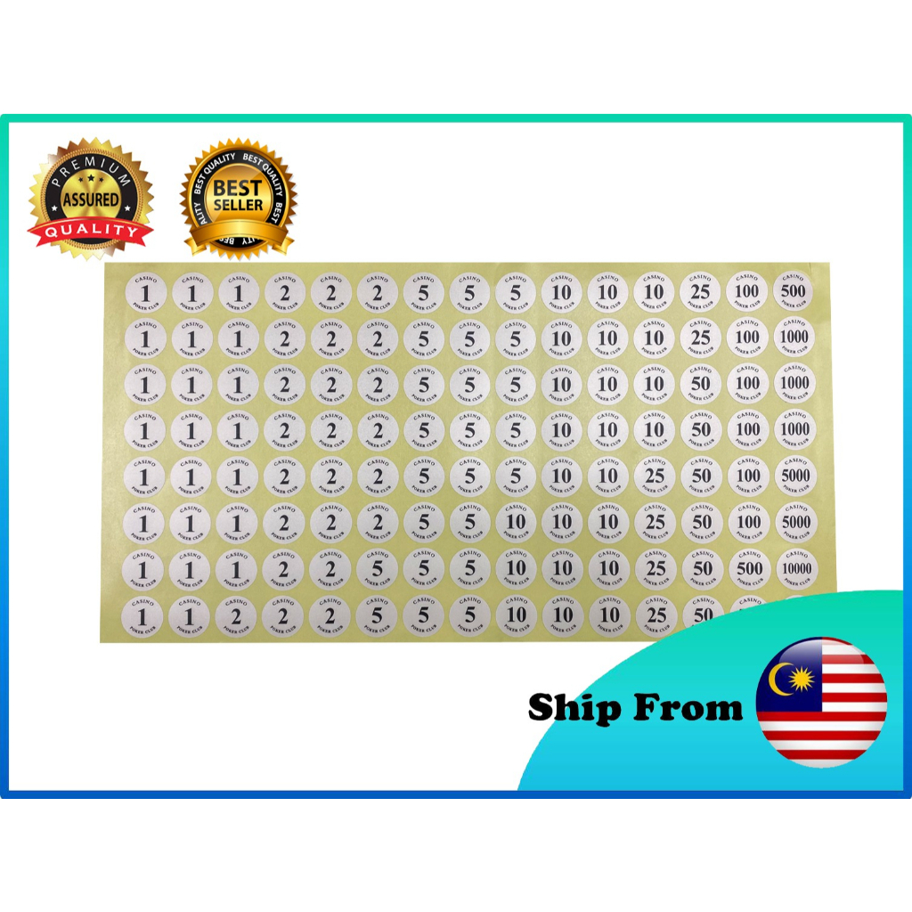 [ READY STOCK ] Value Sticker Amount Sticker For Poker Chips Casino ...