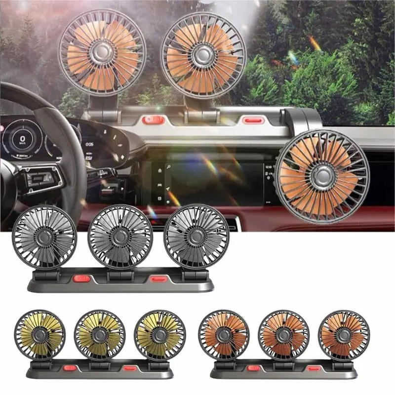 ED USB 5V/12V/24V Portable Mini Car Fan 2 gears 360 Degree All-Round ...