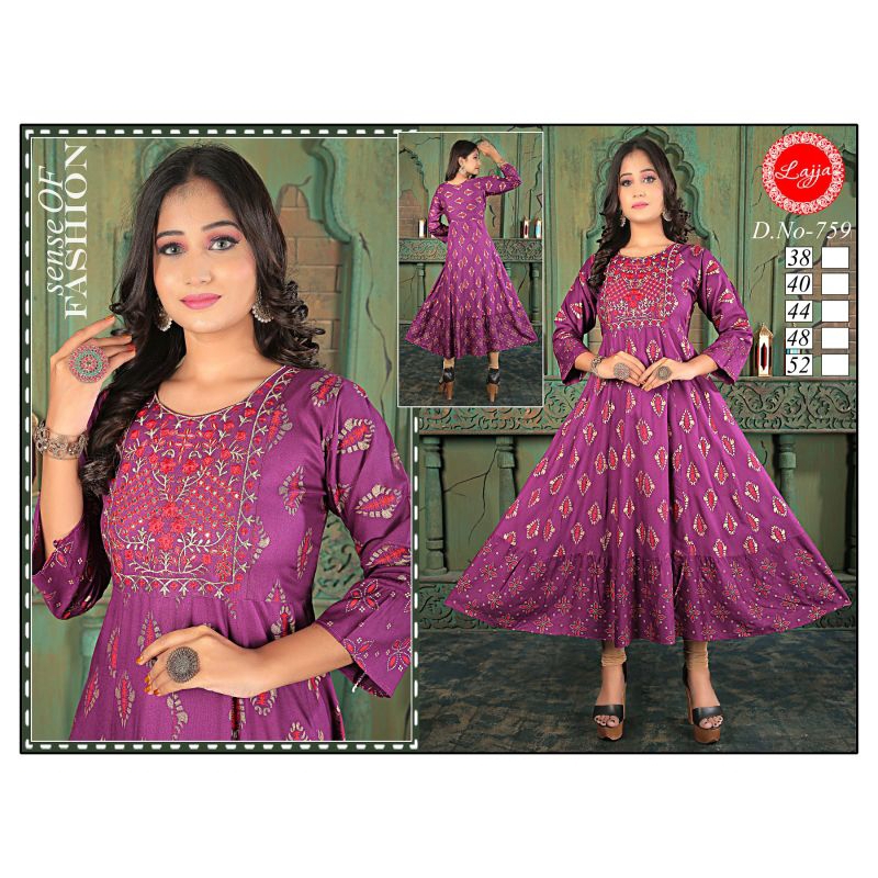 [M to 5XL] PRIYA Rayon Anarkali Kurti Gown Indian Dress/ Kurtis Women ...