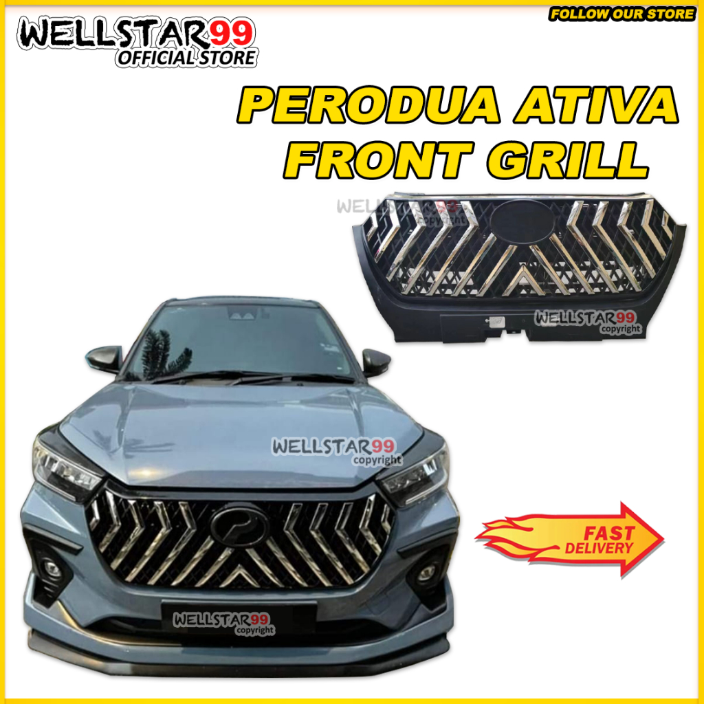 PERODUA ATIVA ABS CHROME SPORT FRONT GRILLE GRILL | Shopee Malaysia