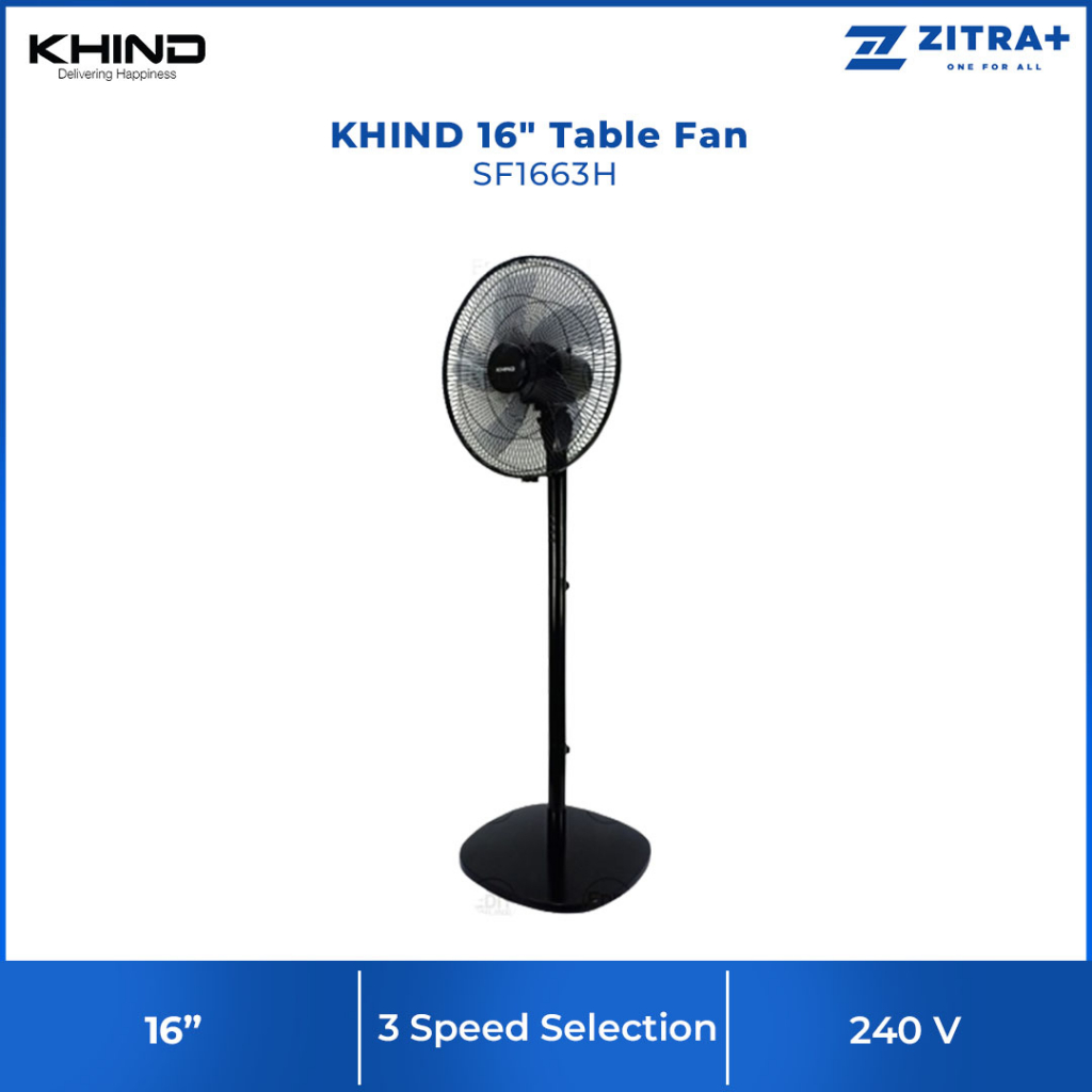 KHIND 16" Stand Fan SF1663H | 5 Blade with Strong Wind | Built-in Safety Thermal Fuse | 3 Speed ...