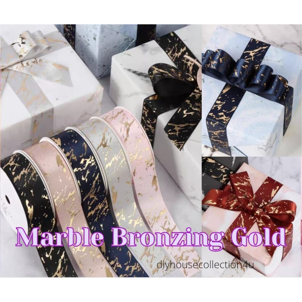 (1 Meter) 2.5cm Luxury Marble Ribbon Gift Ribbon Satin Ribbon | Shopee ...