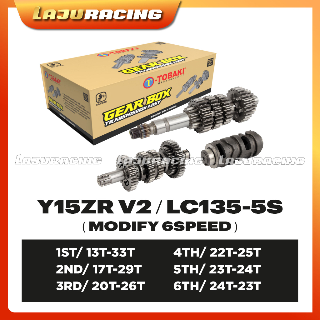 TOBAKI RACING Gear Box FULL SET 6SPEED Y15ZR LC135 5S EX5 DREAM WAVE125 5SPEED Transmission | LC ...