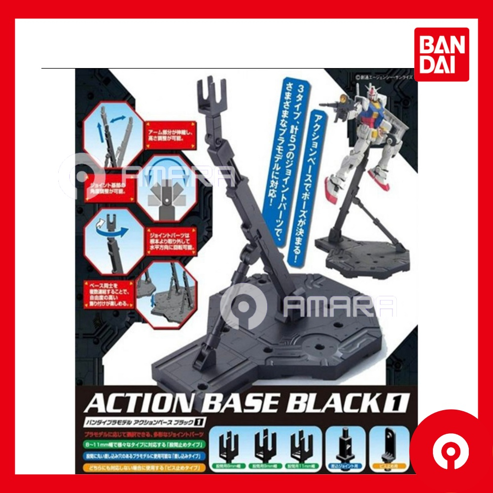 BANDAI Gundam Action Base 1 BLACK FOR HG RG MG RE GUNPLA 58009 Model ...