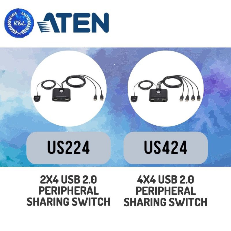 Aten US224 2x4 USB 2.0 Peripheral Sharing Switch / US424 4x4 USB 2.0 ...