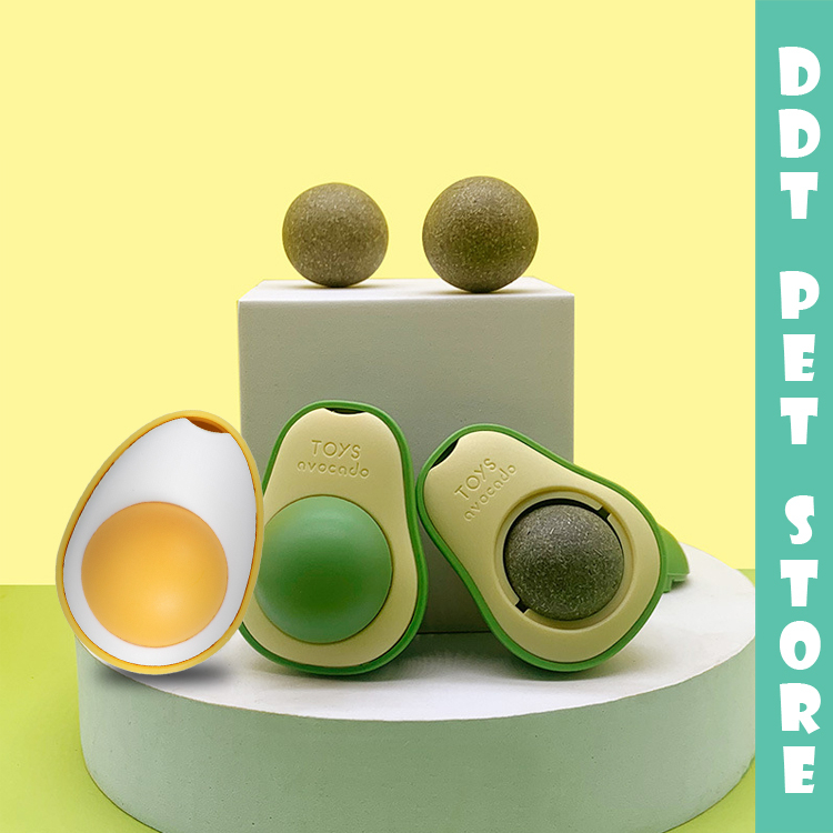 Avocado Shape Catnip Toy Edible Rotatable Cat Mint Ball Cat Licking ...