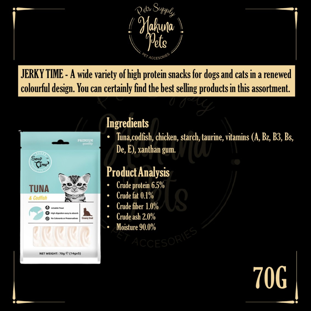 Soup Time Creamy Cat Stick 5 in1 70G(Chicken , Tuna , Crab ,Codfish ...