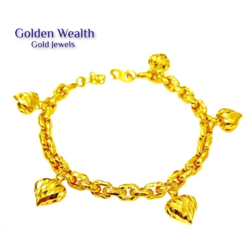 🌈 Exclusive 916 Dangle Gold Bracelet/Gelang Tangan Sauh Gantung Love ...