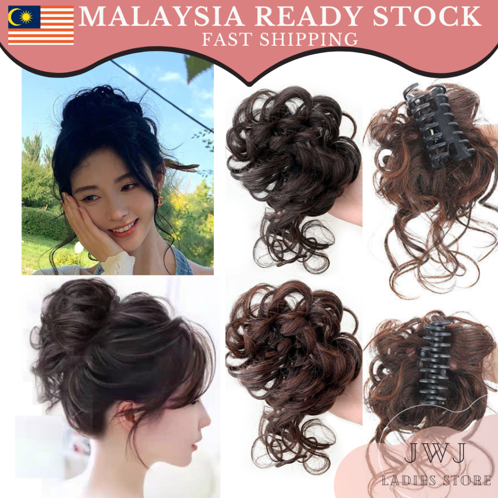 [READY] Natural Curly Messy Bun Hair Piece Donut Messy Bun Scrunchy ...
