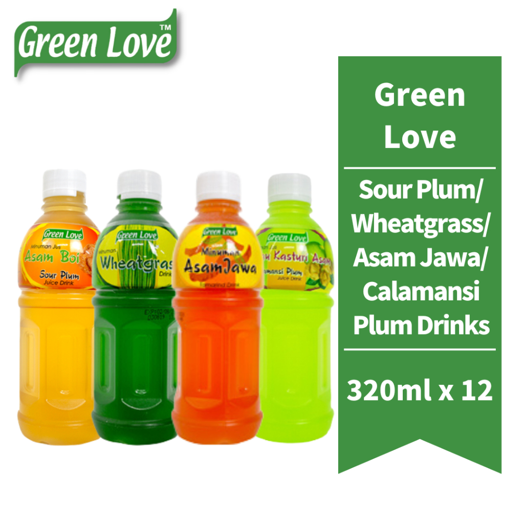GreenLove Sour Plum/ Wheatgrass / Asam Jawa/ Calamansi Plum Juice Drink 320ml x 12 bottles ...