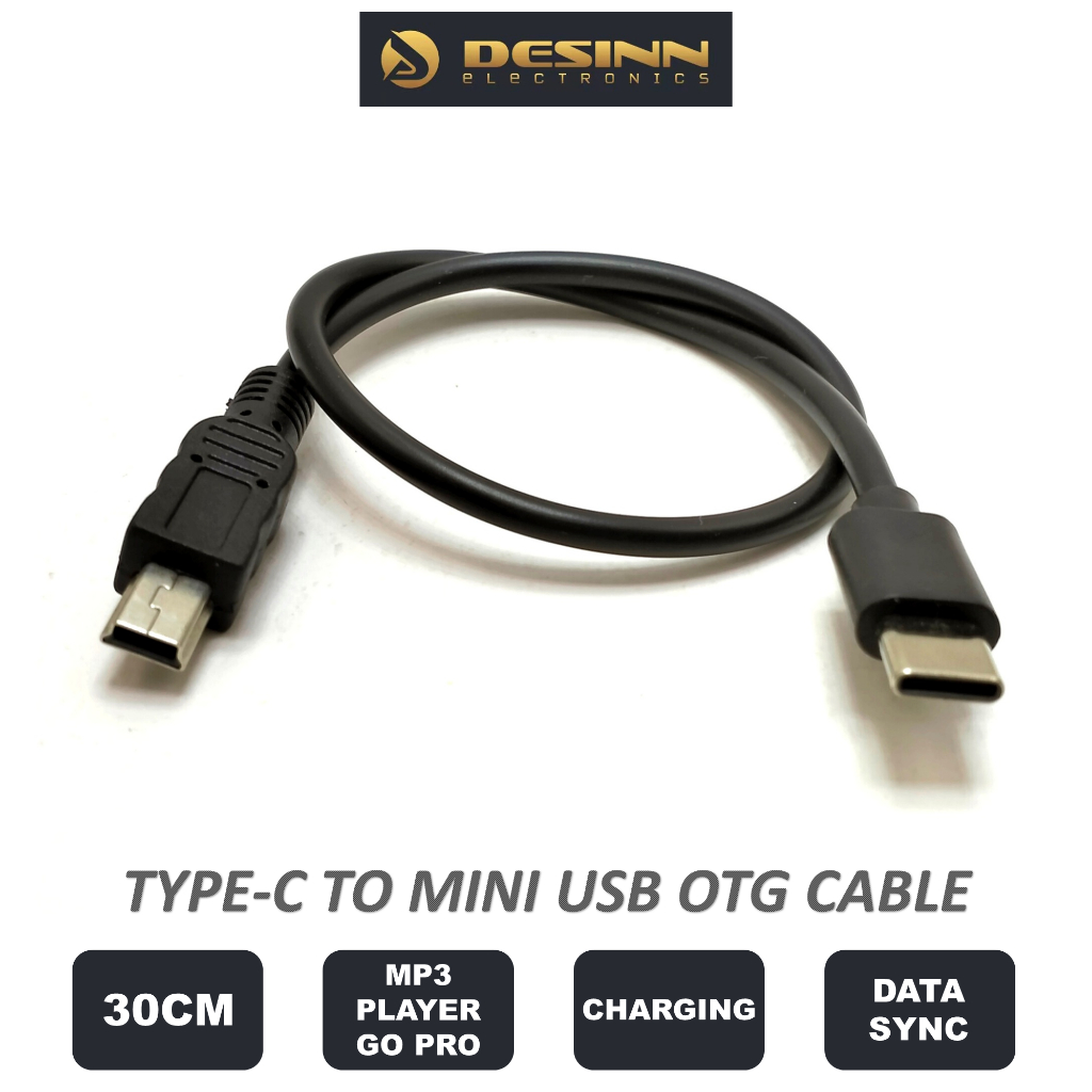 USB Type C to Mini USB Cable 30cm Charging OTG for GoPro Hero PS3 Controller MP3 Player Dash Cam ...
