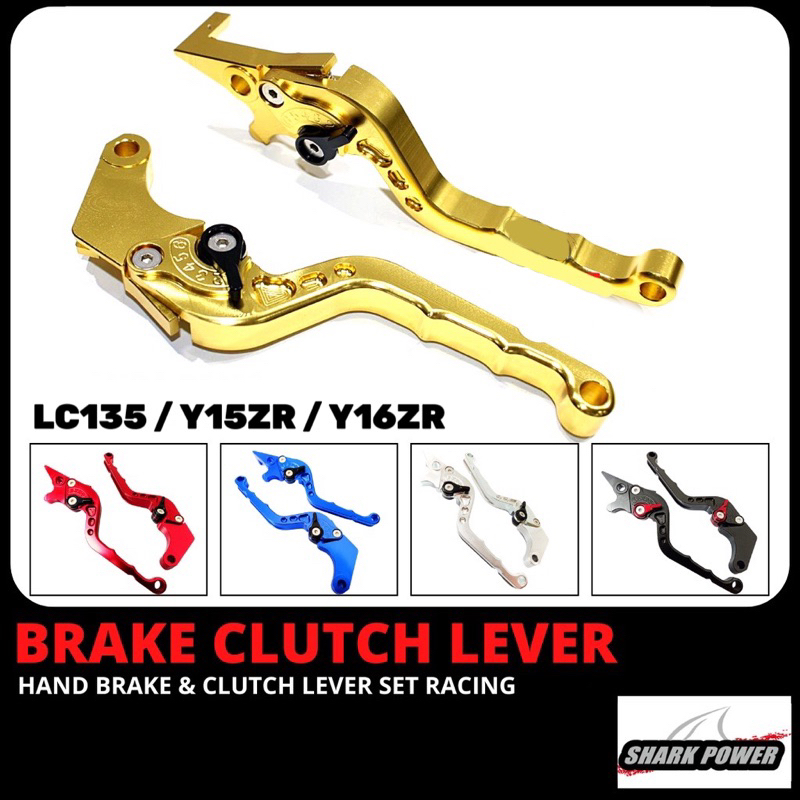 YAMAHA LC135 / Y15 / Y16 BRAKE & CLUTCH LEVER RACING ADJUSTABLE 6 STEP ALLOY CNC SHARK POWER ...