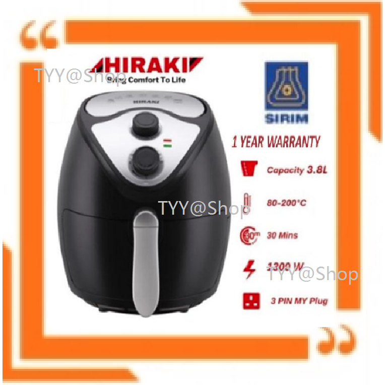 🔥~Ready Stock~ HIRAKI AIR FRYER NON STICK 3.8L AF105 PENGGORENG KERING ...