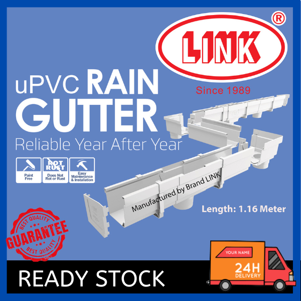 LINK uPVC RAIN GUTTER 1.14 METER Salur Air Kelabu PVC | Shopee Malaysia