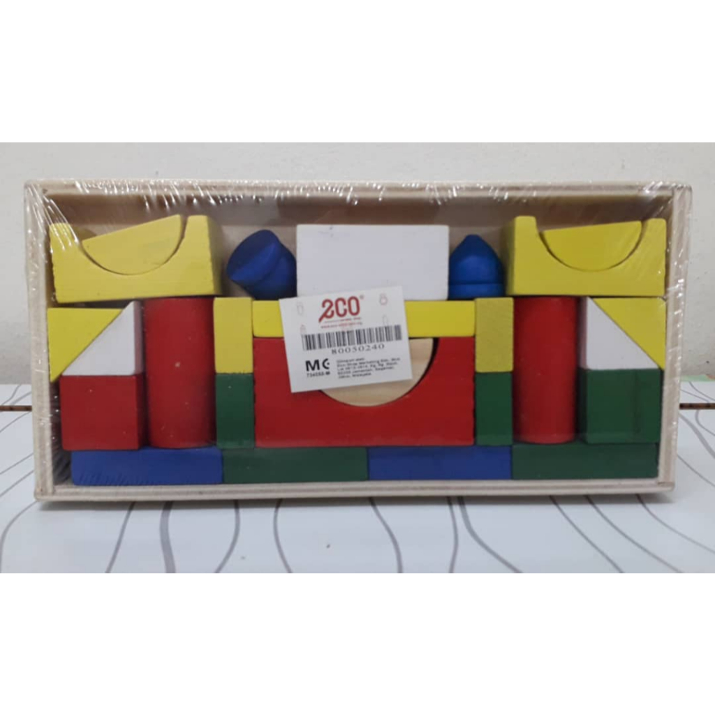 Set Classic Wooden Castle Building Blocks Permainan Suai Padan | Shopee ...