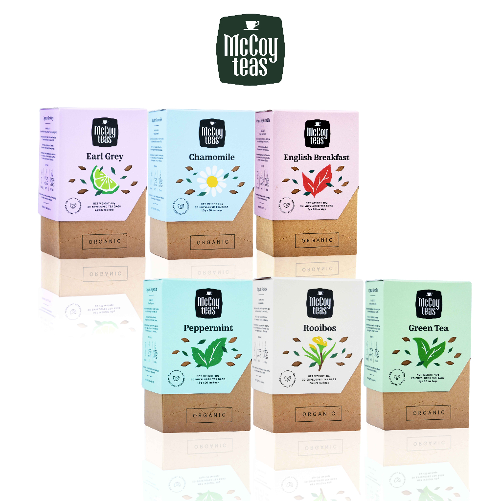 "ASSORTED" McCoy Organic 20's Enveloped Tea Bags (6 flavours) Halal ...