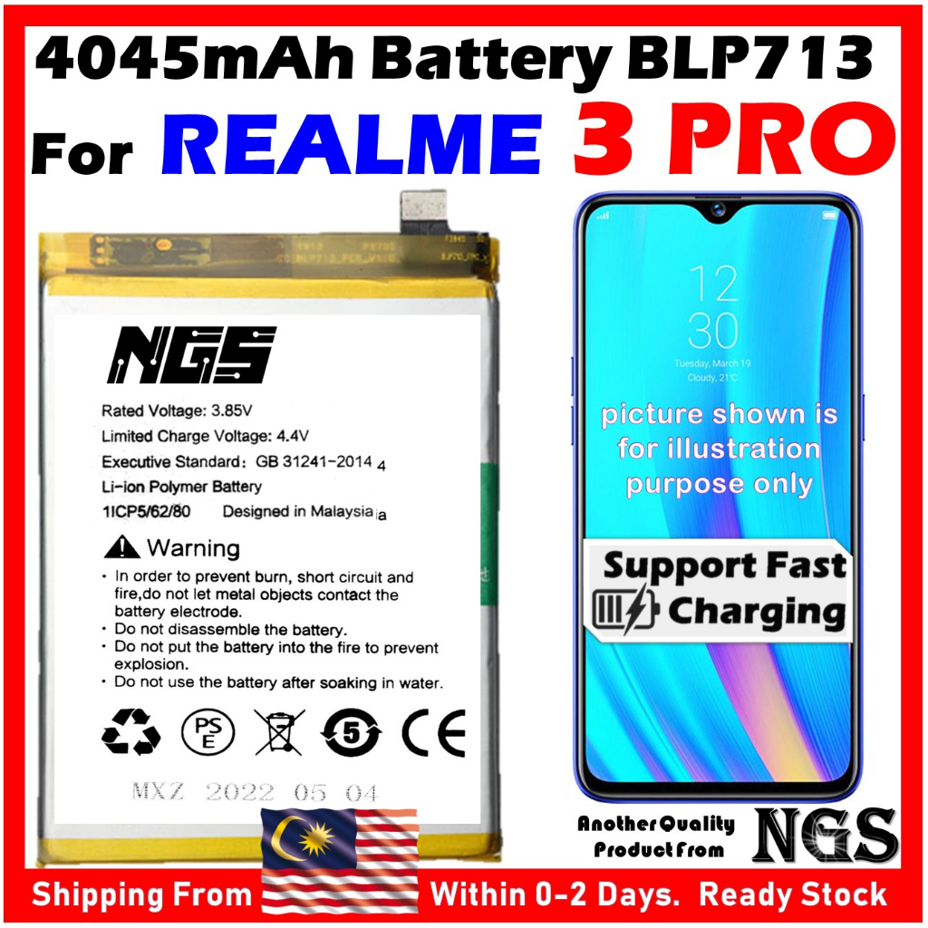 ORIGINAL NGS Brand 4045mAh Battery BLP713 Compatible For REALME 3 PRO ...