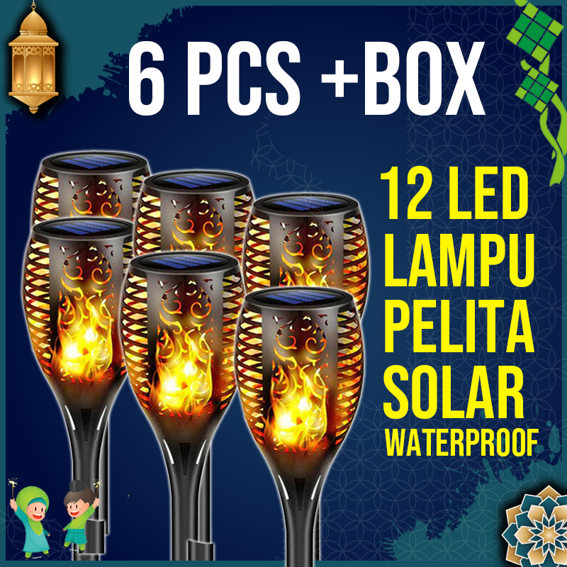 Lampu Pelita Solar LED Waterproof Viral Flickering Flame Torch Fire ...
