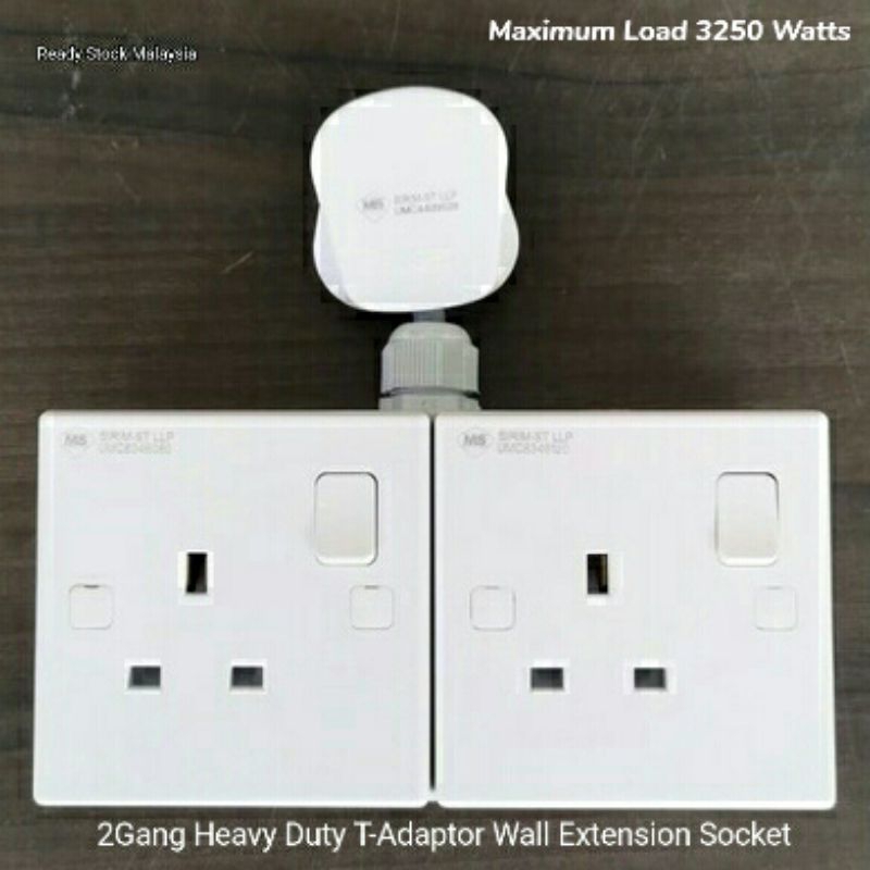 2Gang Heavy Duty T-Adaptor Wall Extension Socket | Shopee Malaysia