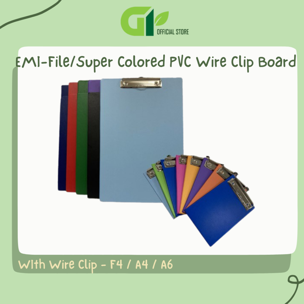 [GY Office] EMI-File/Super Colored PVC Wire Clip Board WIth Wire Clip ...