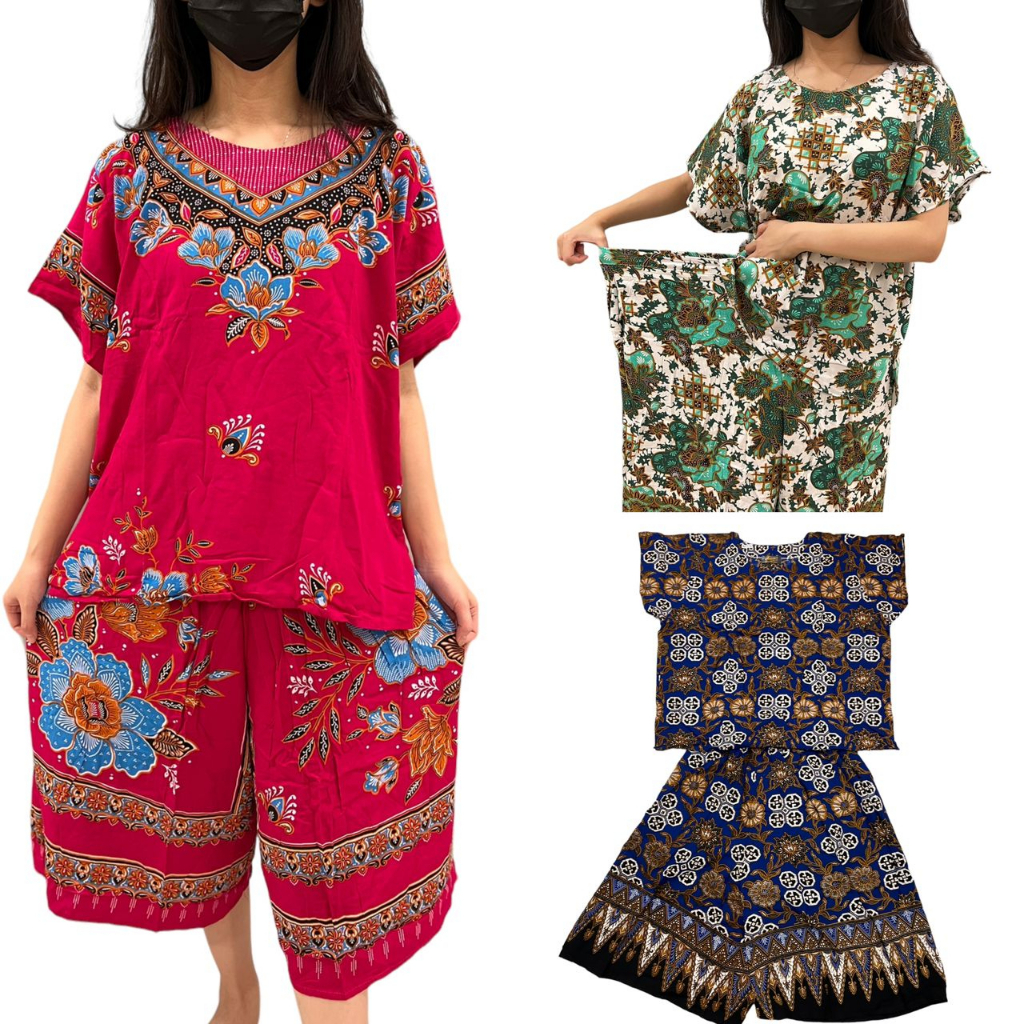 WOMEN PLUS SIZE BATIK SHIRT & PANT 1 SET/BAJU BATIK & SELUAR SET/BATIK ...