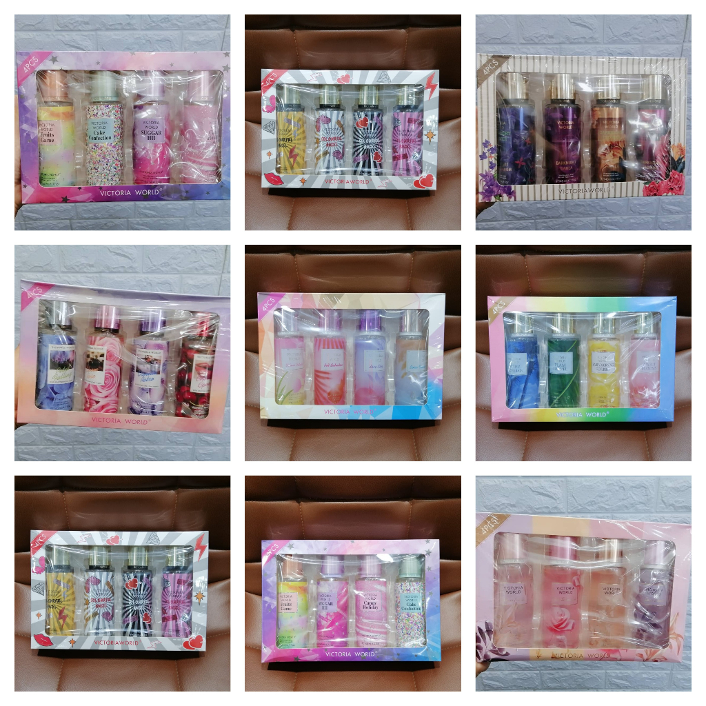Victoria World Perfume Set 4in1 Body Mist Spray Victoria World Gift Box ...