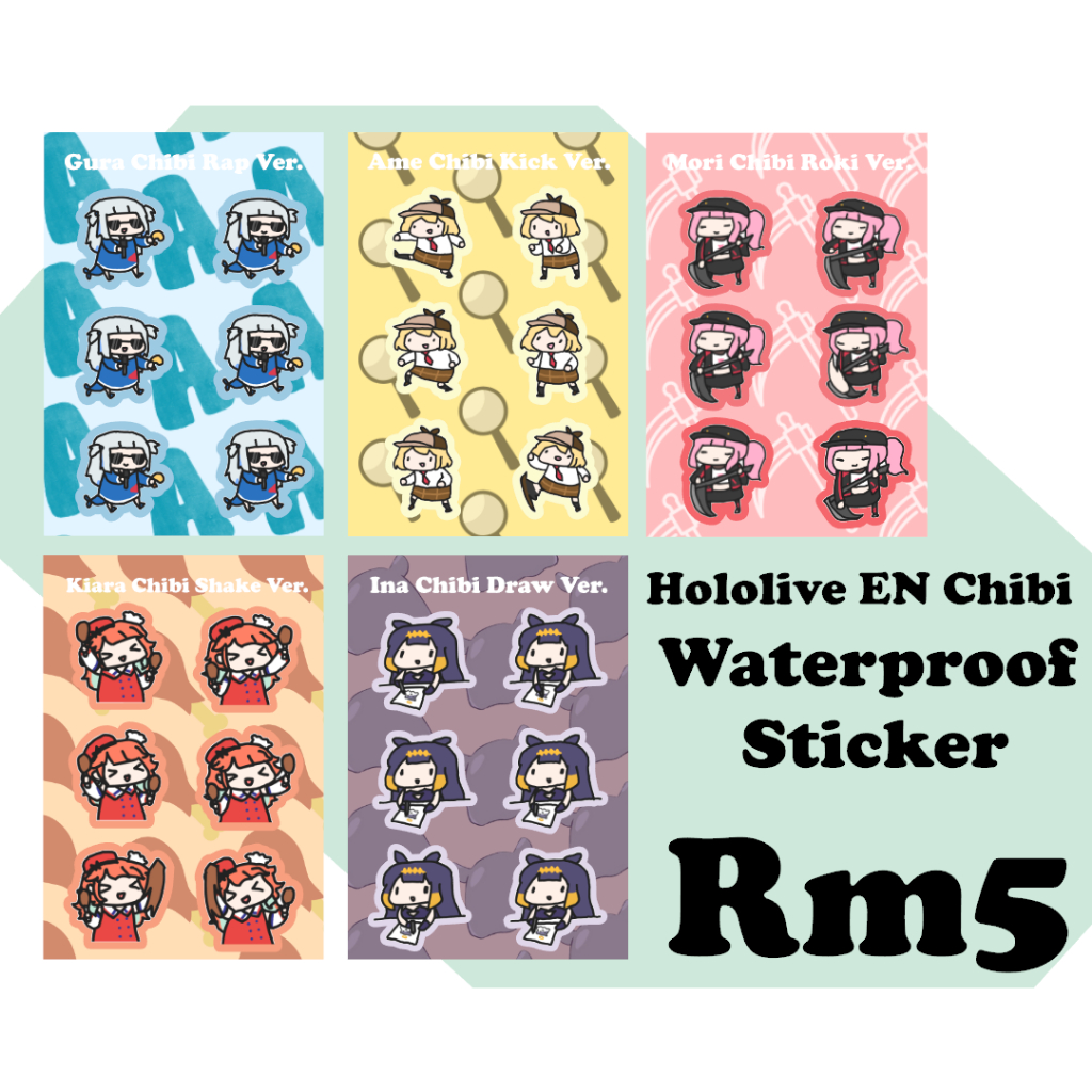 Hololive EN Myth Chibi Sticker /Waterproof Shining Sticker Holomen ...